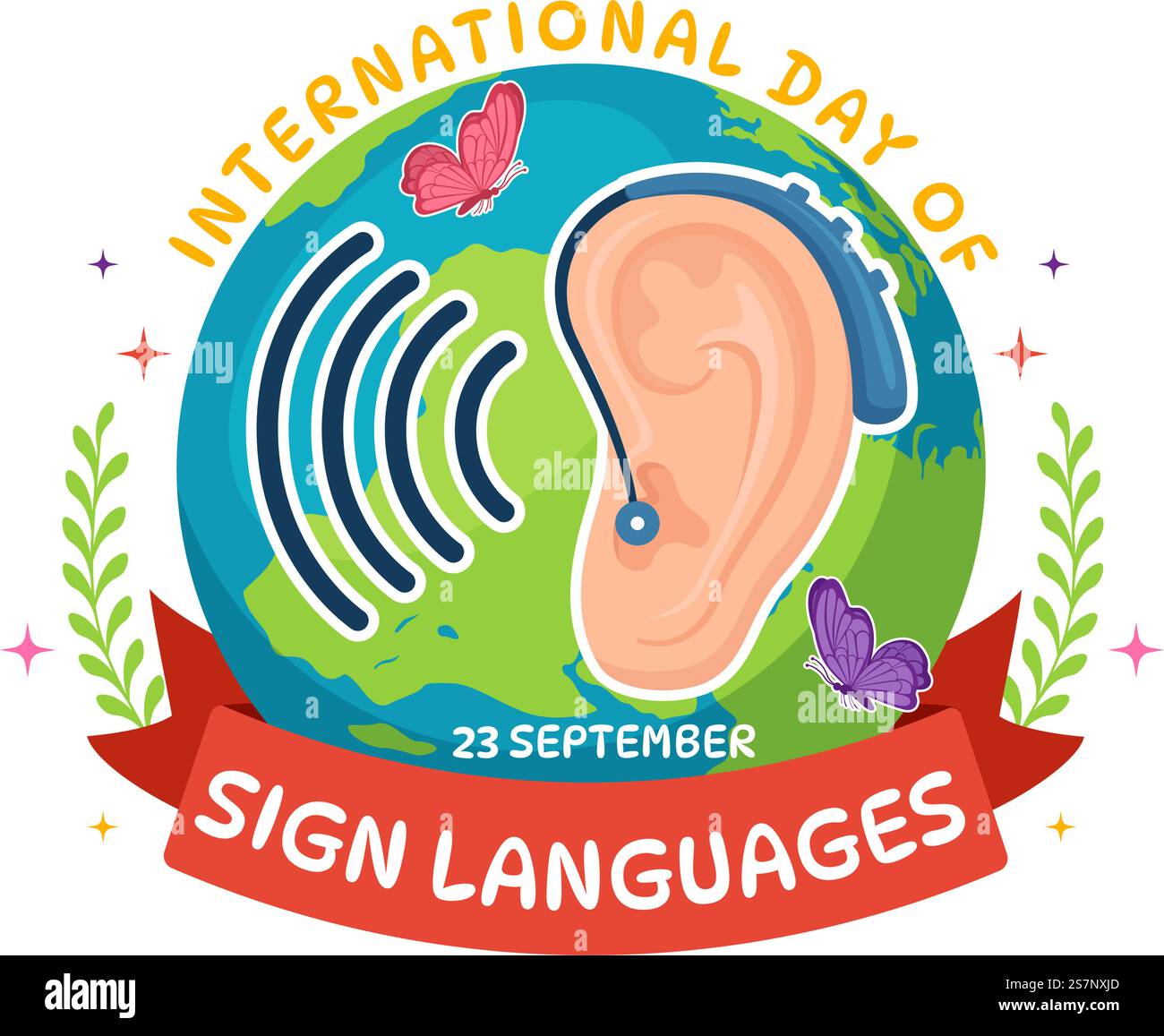 International Day of Sign Languages Vector Illustration with People ...
