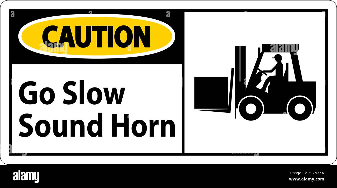 Caution Sign, Go Slow Sound Horn Sign Stock Vector Image & Art - Alamy