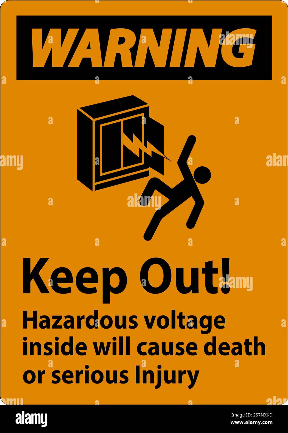 Warning Sign Keep Out! Hazardous Voltage Inside, Will Cause Death Or Serious Injury Stock Vector ...