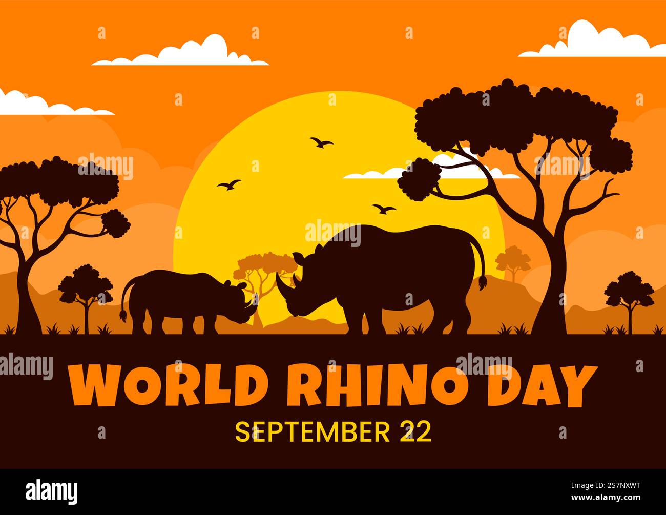 World Rhino Day Vector Illustration on 22 September for Lovers and ...