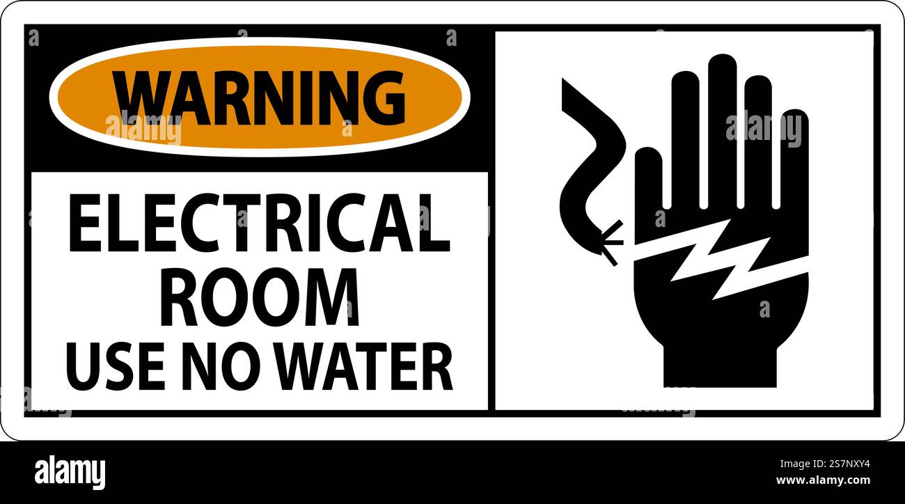 Restricted Area Sign Warning Electrical Room Use No Water Stock Vector ...