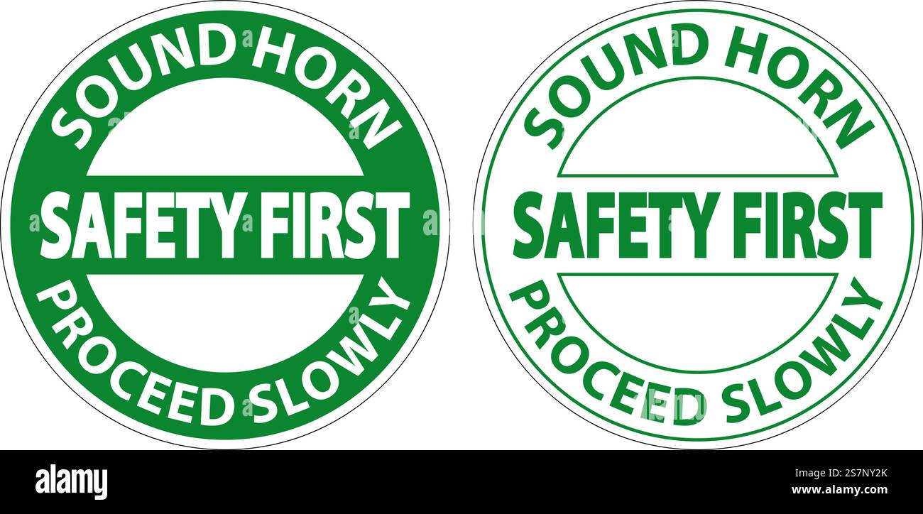 Floor Sign, Safety First Sound Horn, Proceed Slowly Stock Vector Image ...