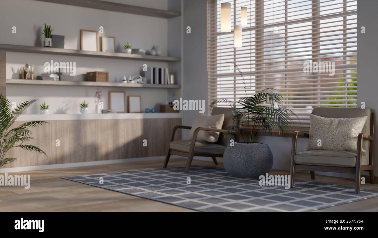 The interior design of a comfortable minimalist waiting room or ...