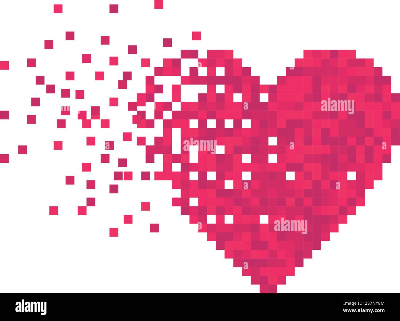Pixel art heart outline Cut Out Stock Images & Pictures - Alamy