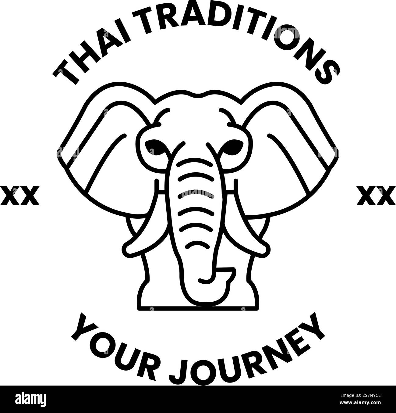 An illustration in the concept of Thai elephants in line style Stock ...
