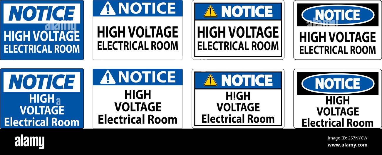 Notice Sign High Voltage - Electrical Room Stock Vector Image & Art - Alamy