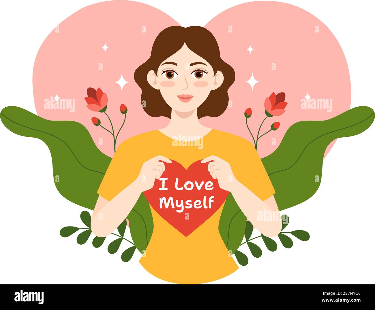 Self Love Vector Illustration with Women Love Yourself, Relaxation ...