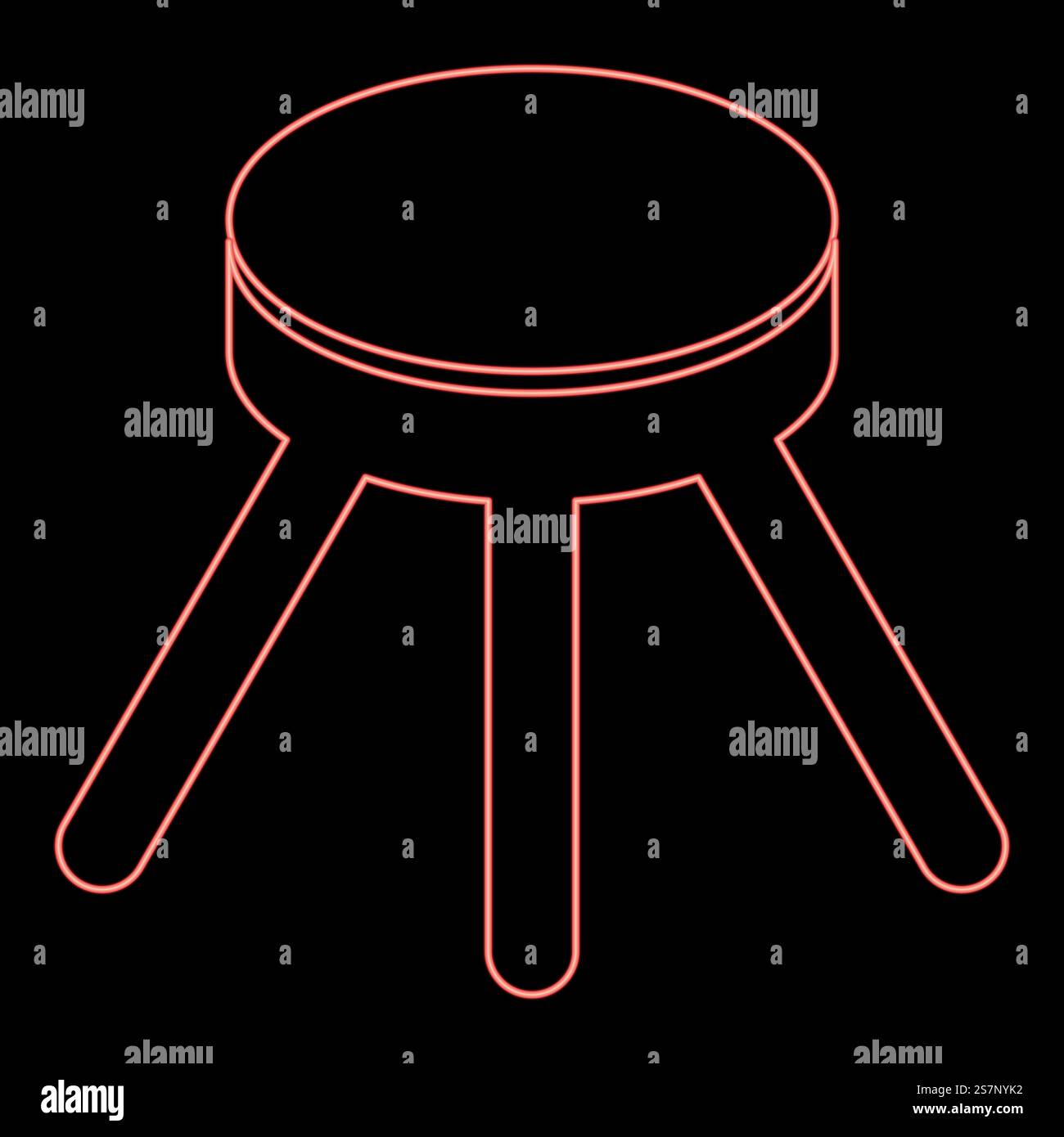 Neon stool with three legs furniture legged household concept red color ...