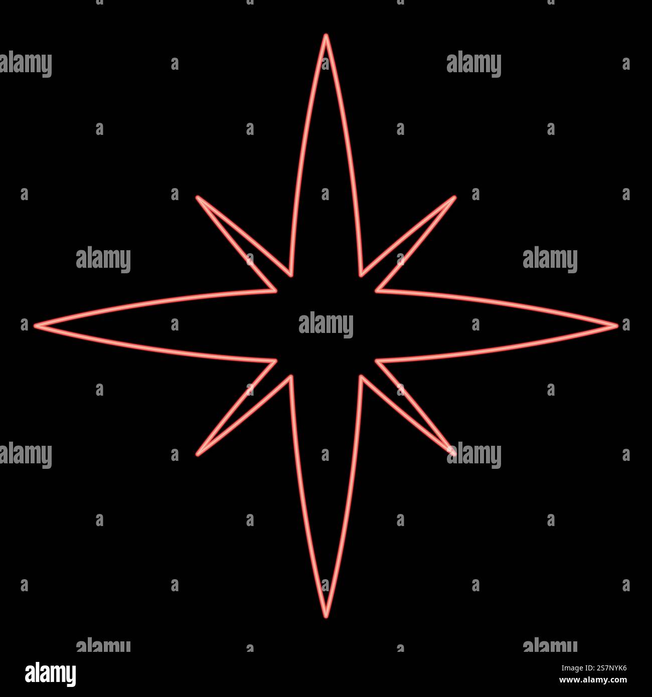 Neon star spark red color vector illustration image flat style light ...