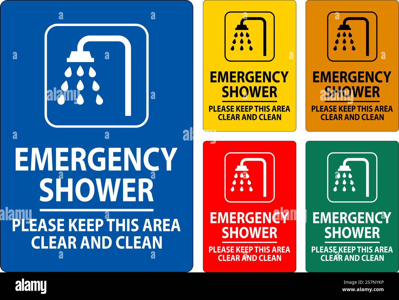 Emergency Shower Sign Please Keep This Area Clear And Clean Stock ...