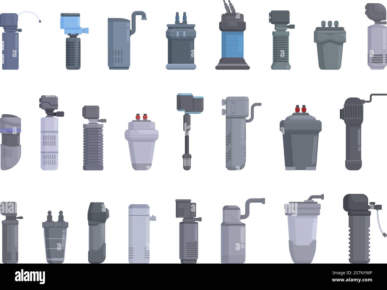 Aquarium Filter icons set cartoon vector. Care water. Fish kit ...
