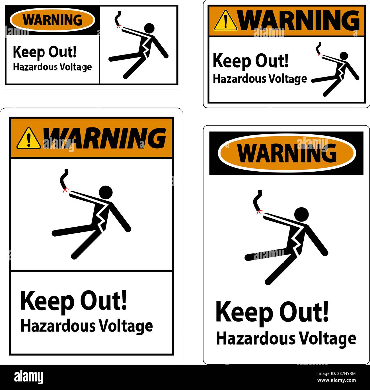 Warning Sign Keep Out! Hazardous Voltage Stock Vector Image & Art - Alamy