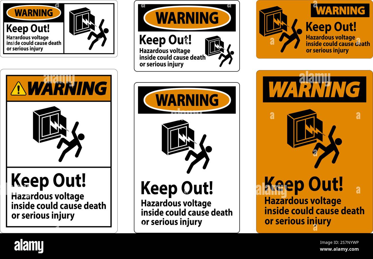 Warning Sign Keep Out Hazardous Voltage Inside, Could Cause Death Or ...