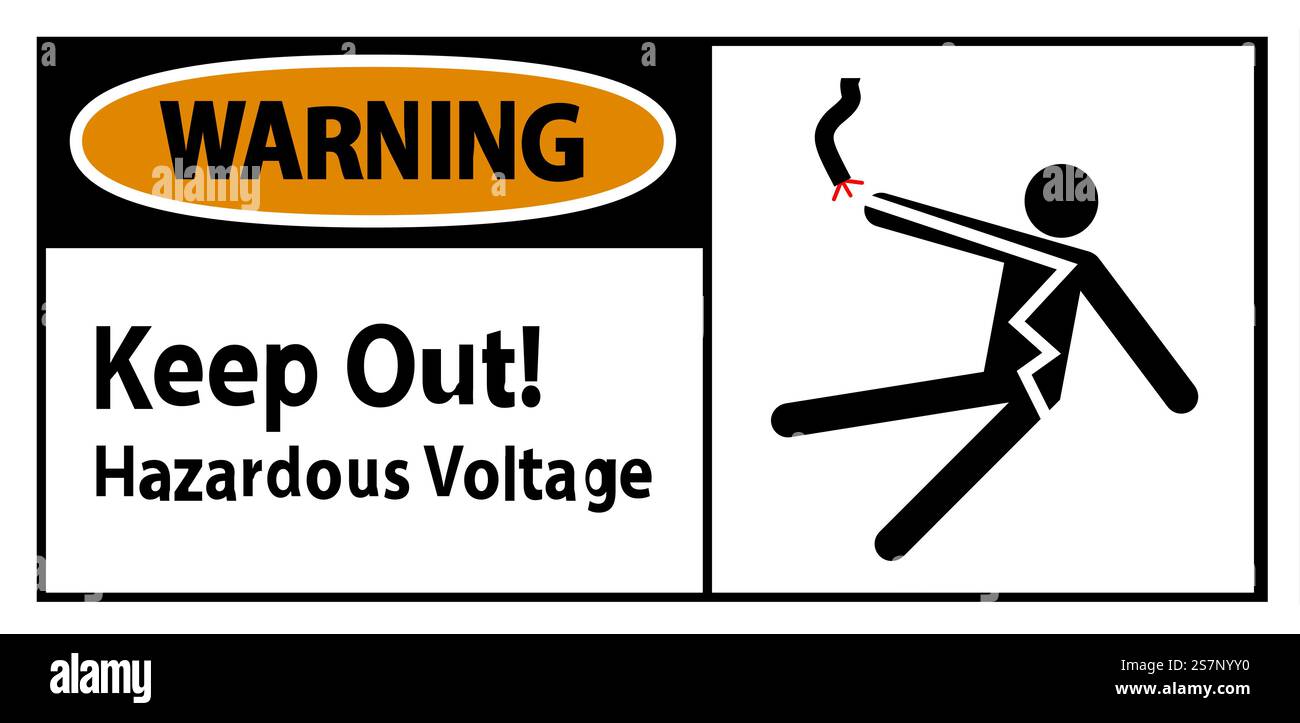 Warning Sign Keep Out! Hazardous Voltage Stock Vector Image & Art - Alamy