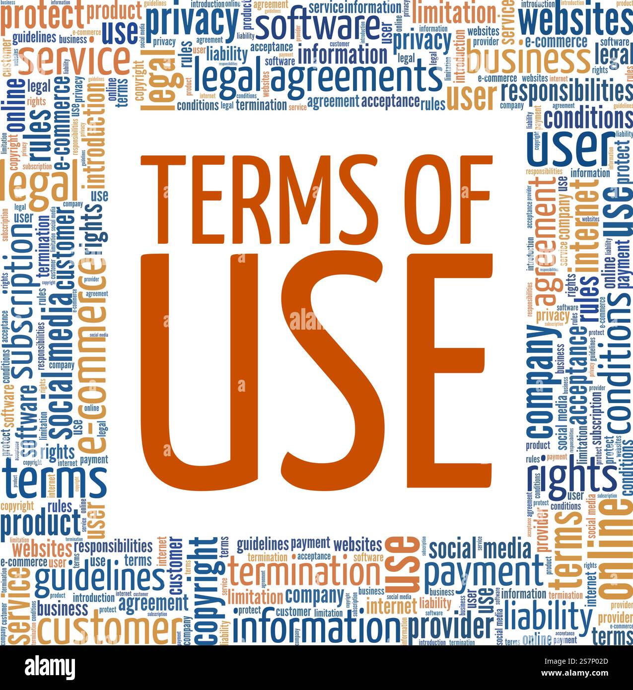 TOU - Terms of Use conceptual vector illustration word cloud isolated ...