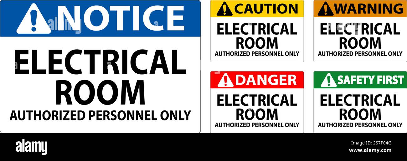 Notice Sign Electrical Room - Authorized Personnel Only Stock Vector ...