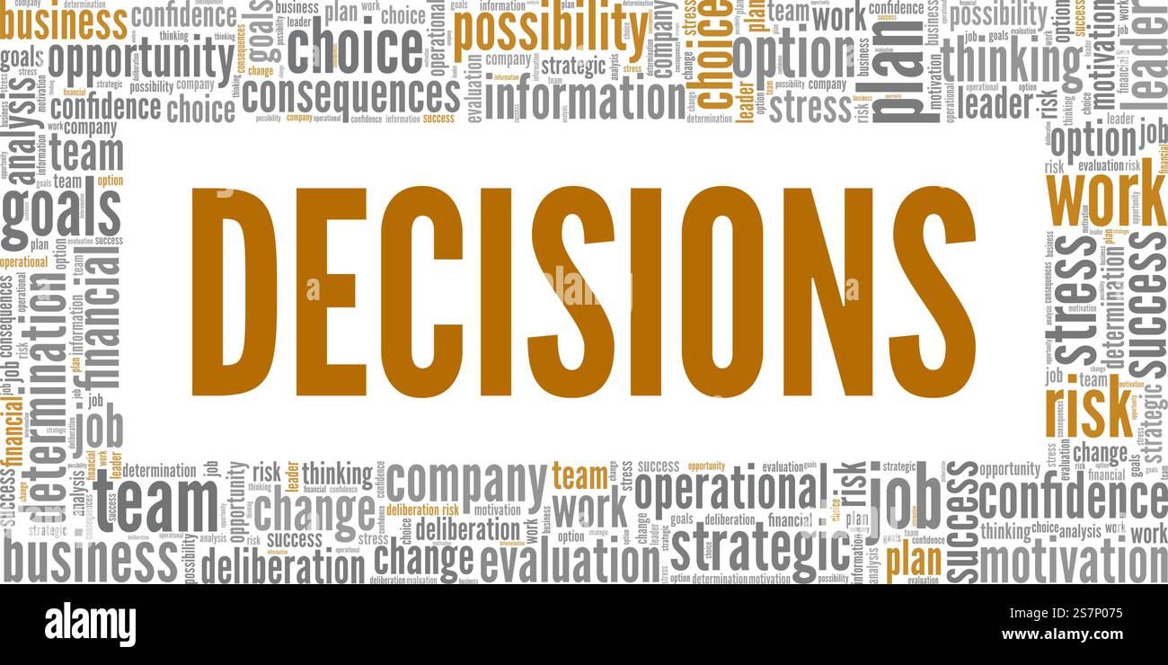 Decisions conceptual vector illustration word cloud isolated on white ...