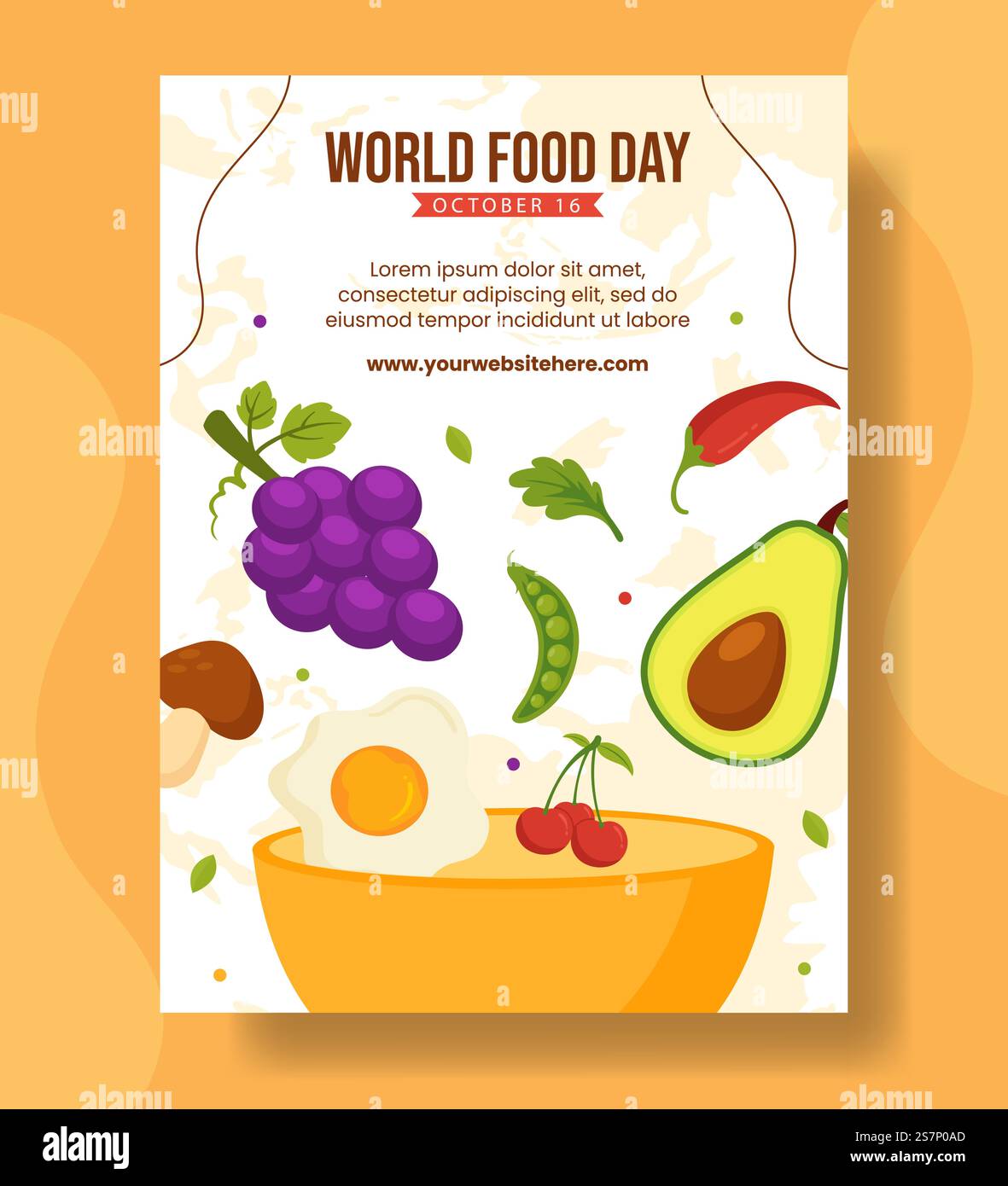 Food Day Vertical Poster Flat Cartoon Hand Drawn Templates Background ...