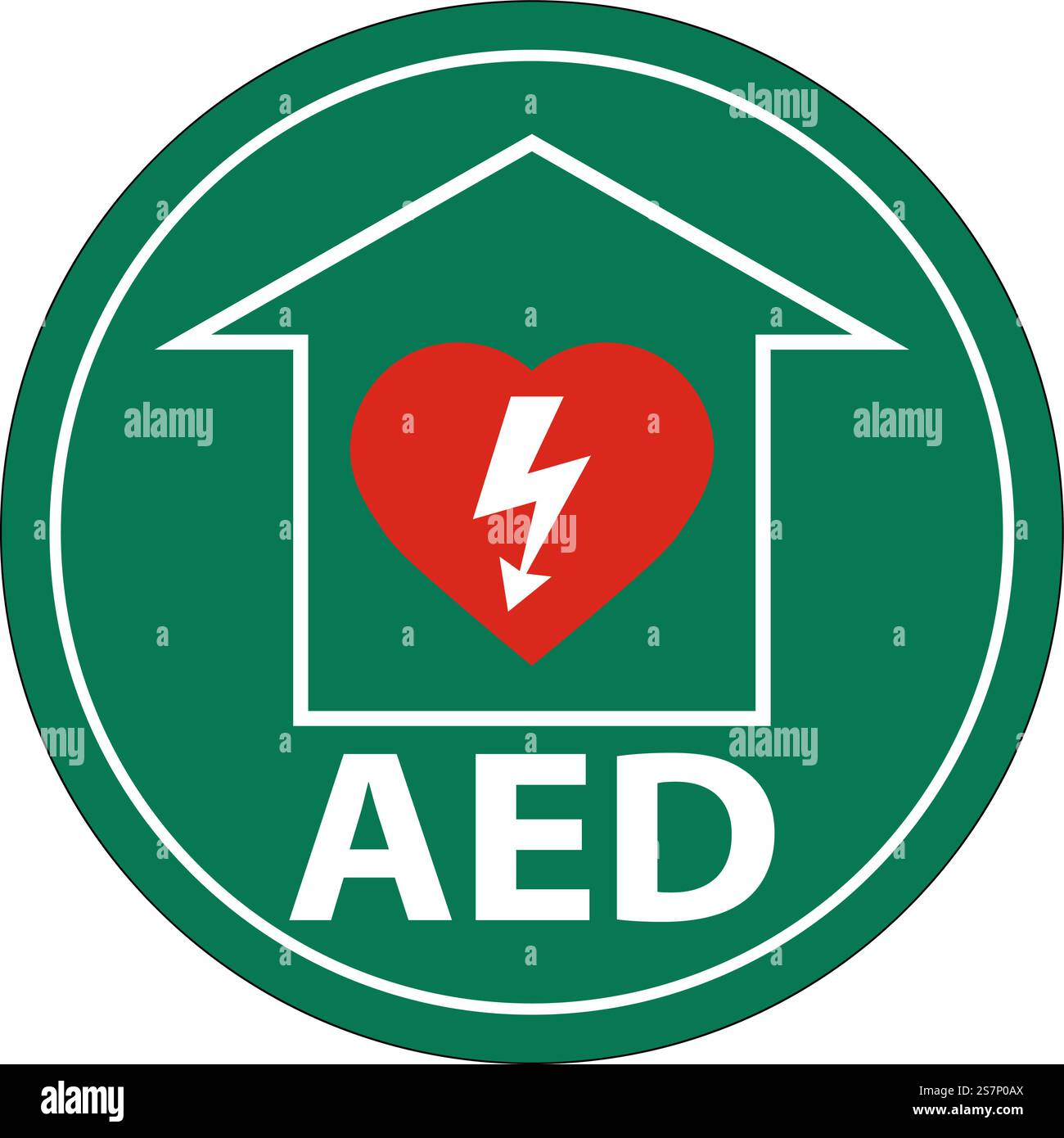 Floor Sign AED with Defib Heart, Red Border Floor Sign Stock Vector ...
