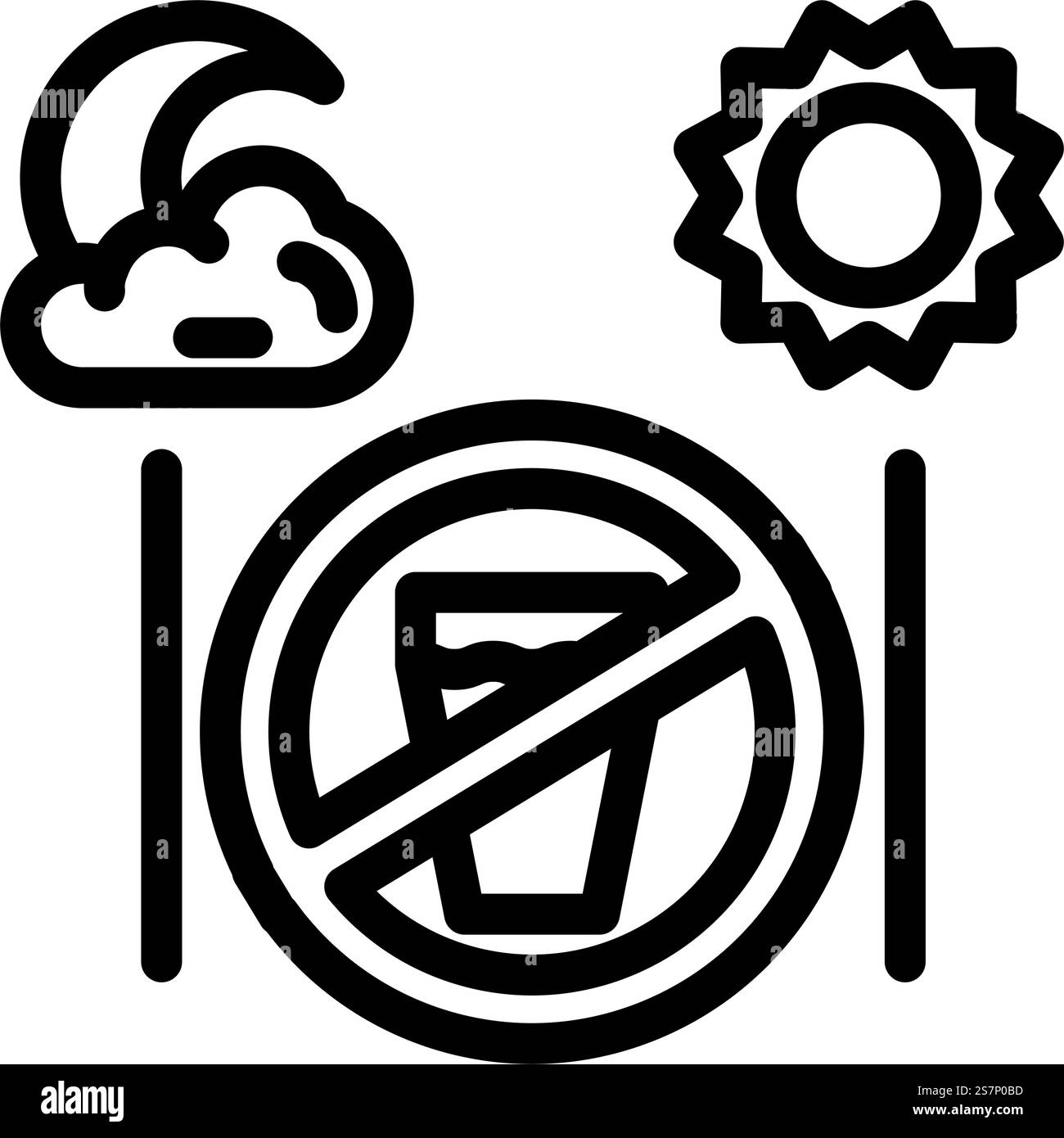 fasting sun moon line icon vector. fasting sun moon sign. isolated ...