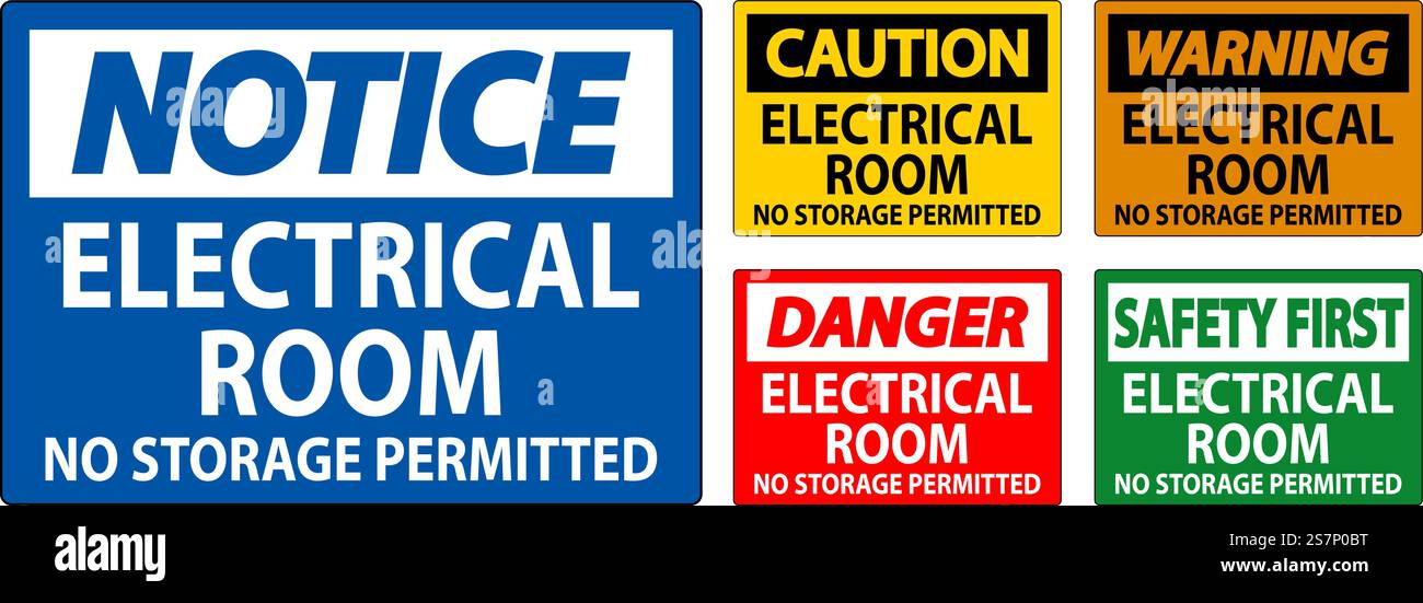 Danger Sign Electrical Room, No Storage Permitted Stock Vector Image ...