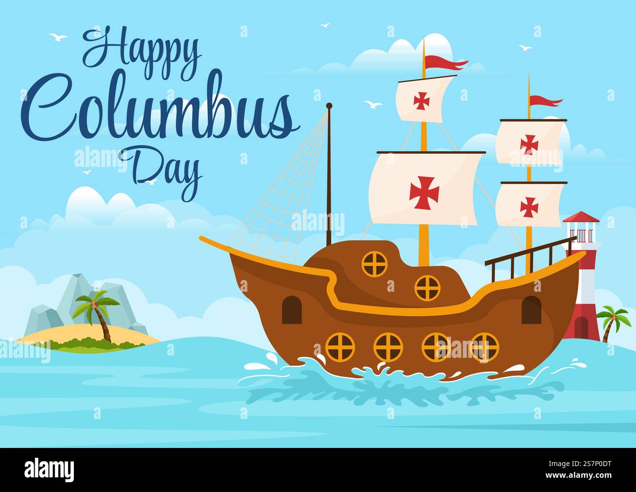 Happy Columbus Day Vector Illustration of National Usa Holiday with ...