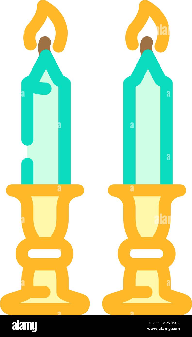shabbat candles jewish color icon vector. shabbat candles jewish sign ...