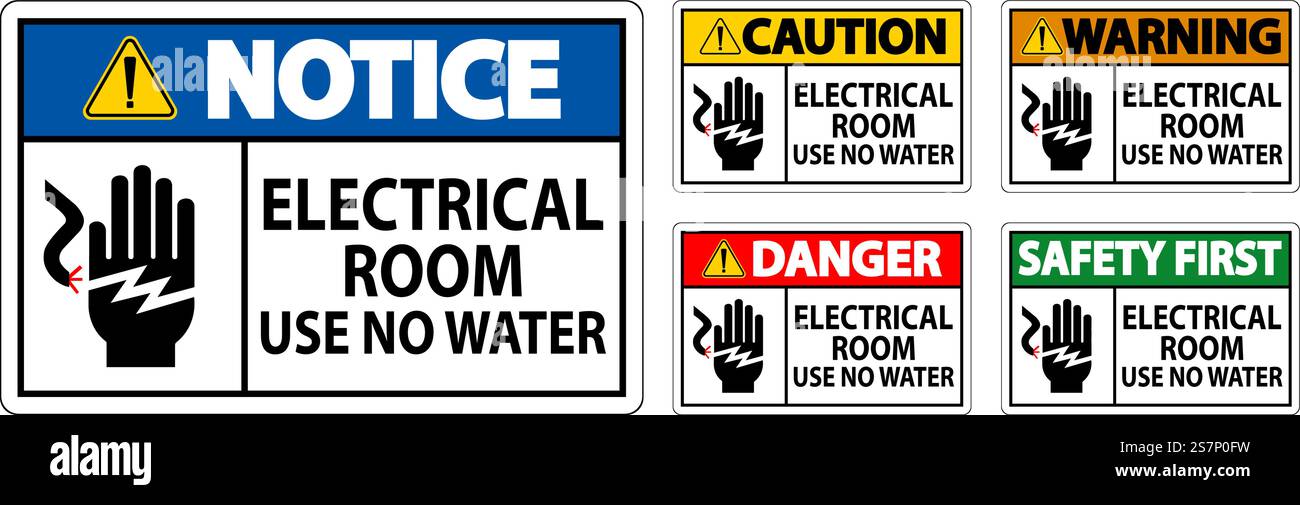 Restricted Area Sign Danger Electrical Room Use No Water Stock Vector ...