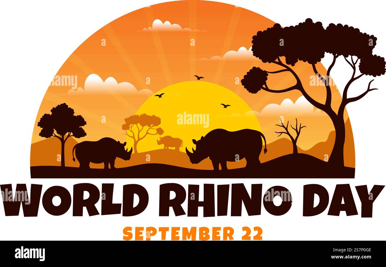 World Rhino Day Vector Illustration on 22 September for Lovers and ...