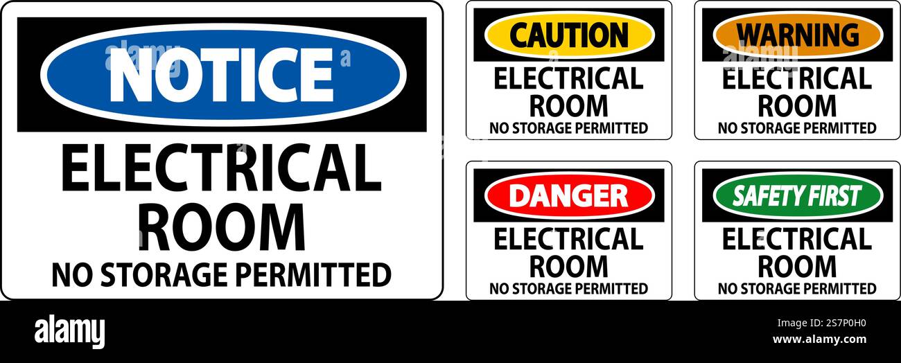 Danger Sign Electrical Room, No Storage Permitted Stock Vector Image ...