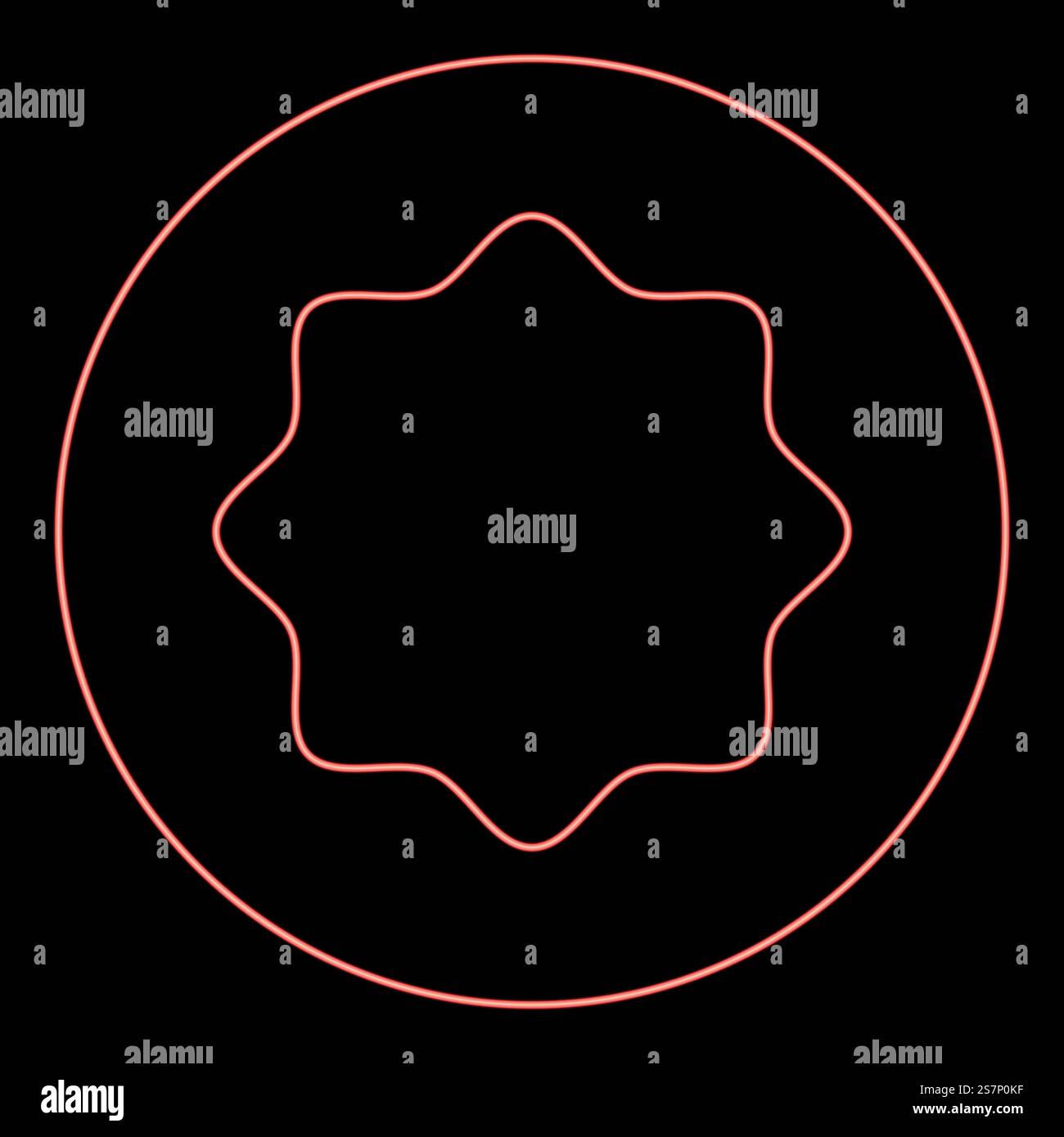 Neon rubber gasket puck under rounded octagon in circle red color ...