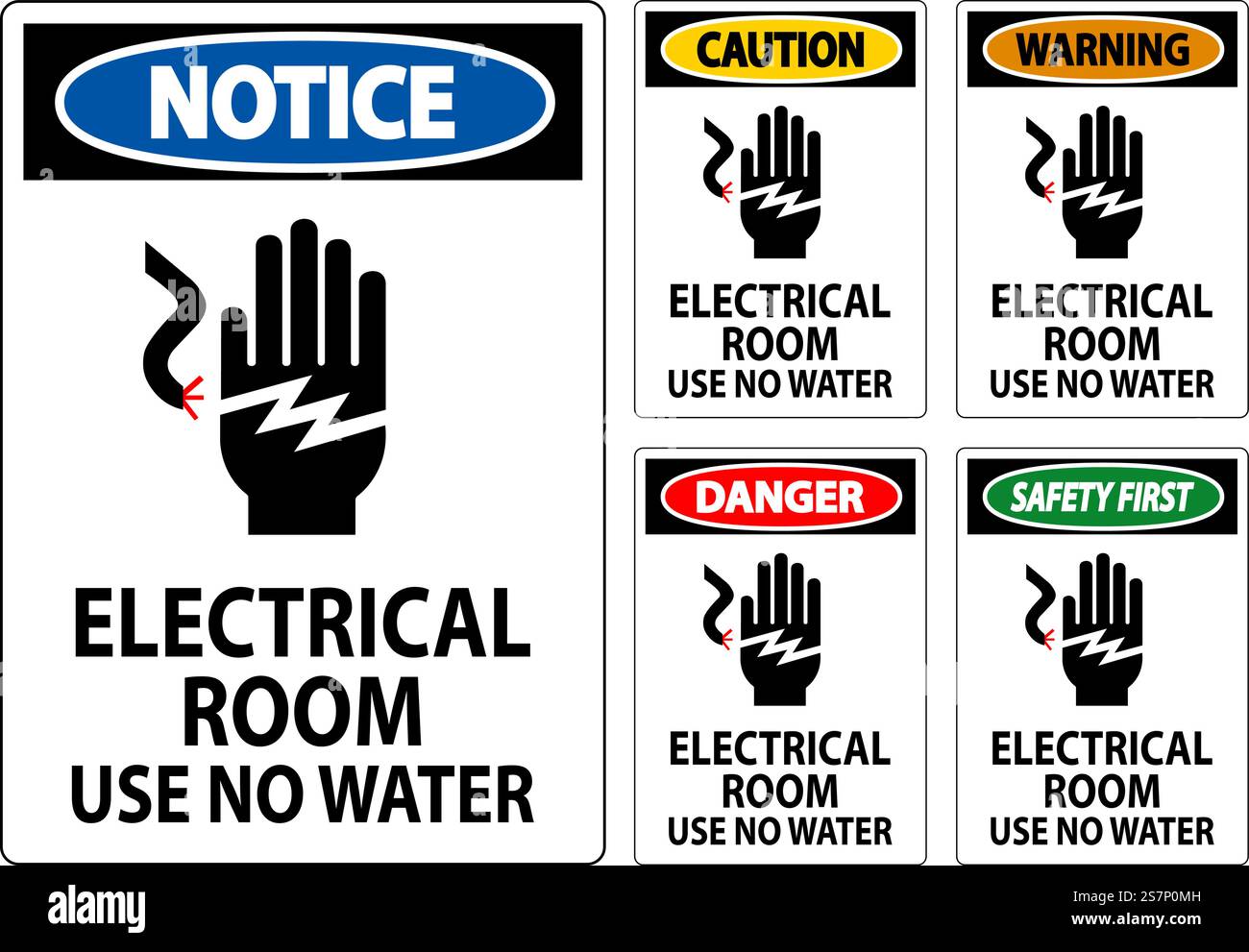 Restricted Area Sign Danger Electrical Room Use No Water Stock Vector ...