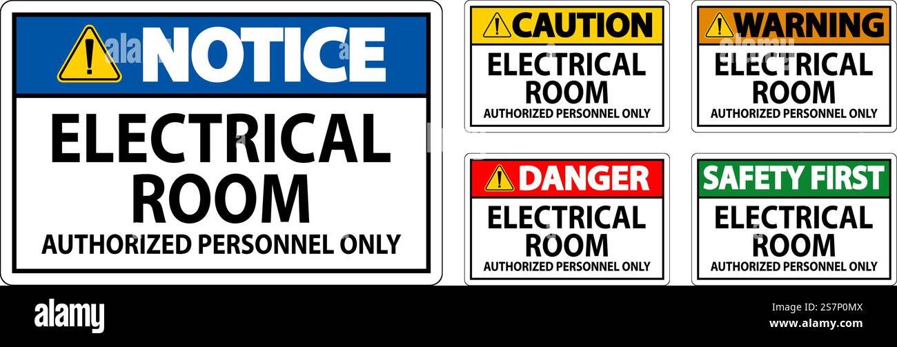 Notice Sign Electrical Room - Authorized Personnel Only Stock Vector ...
