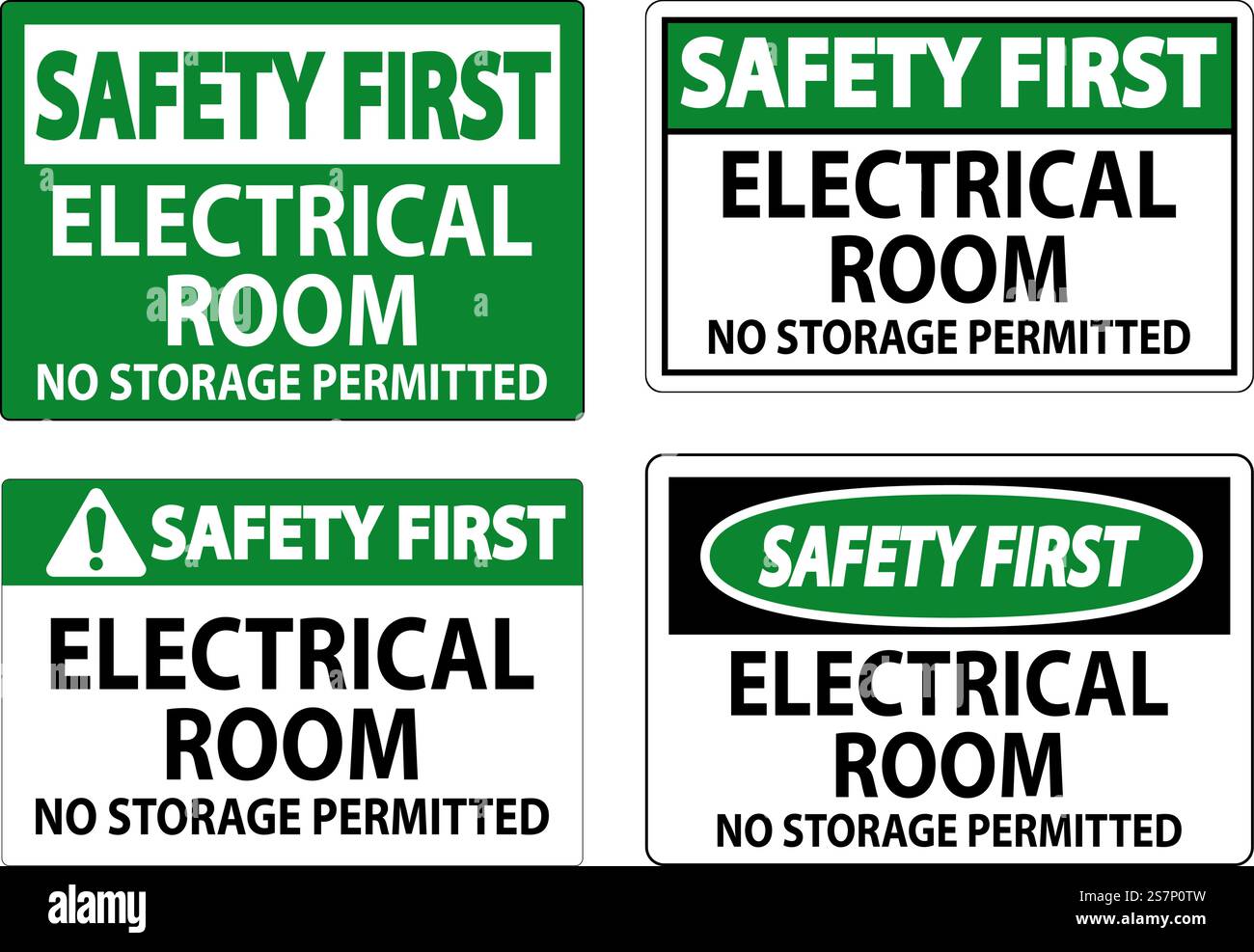 Safety First Sign Electrical Room, No Storage Permitted Stock Vector ...
