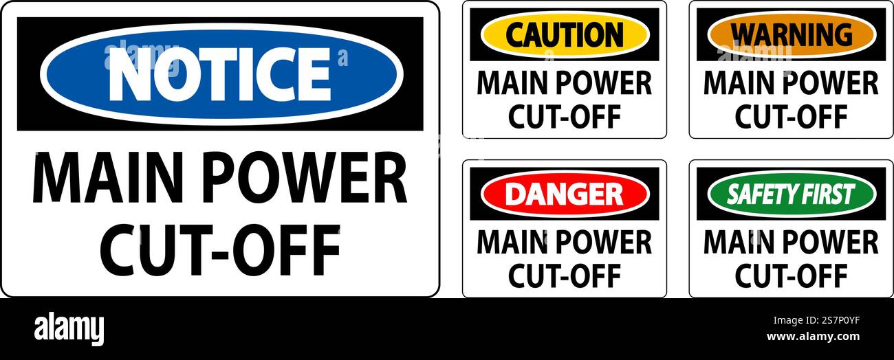 Notice Sign Main Power Cut-Off Stock Vector Image & Art - Alamy