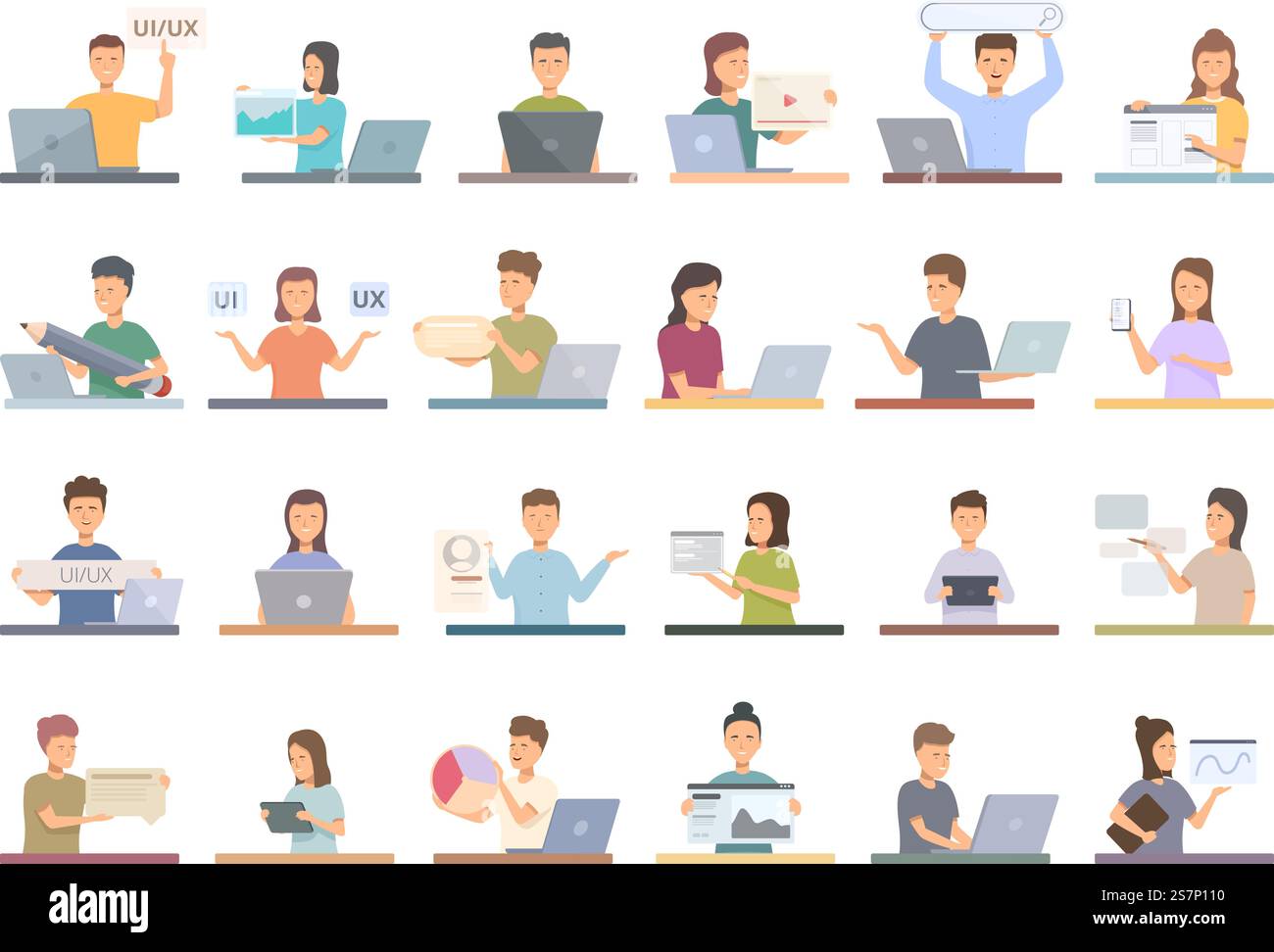 UX Designer icons set cartoon vector. System ui. Site user. UX Designer ...