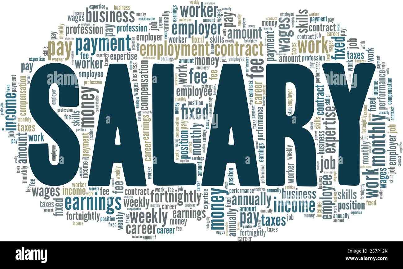 Salary word cloud conceptual design isolated on white background Stock ...