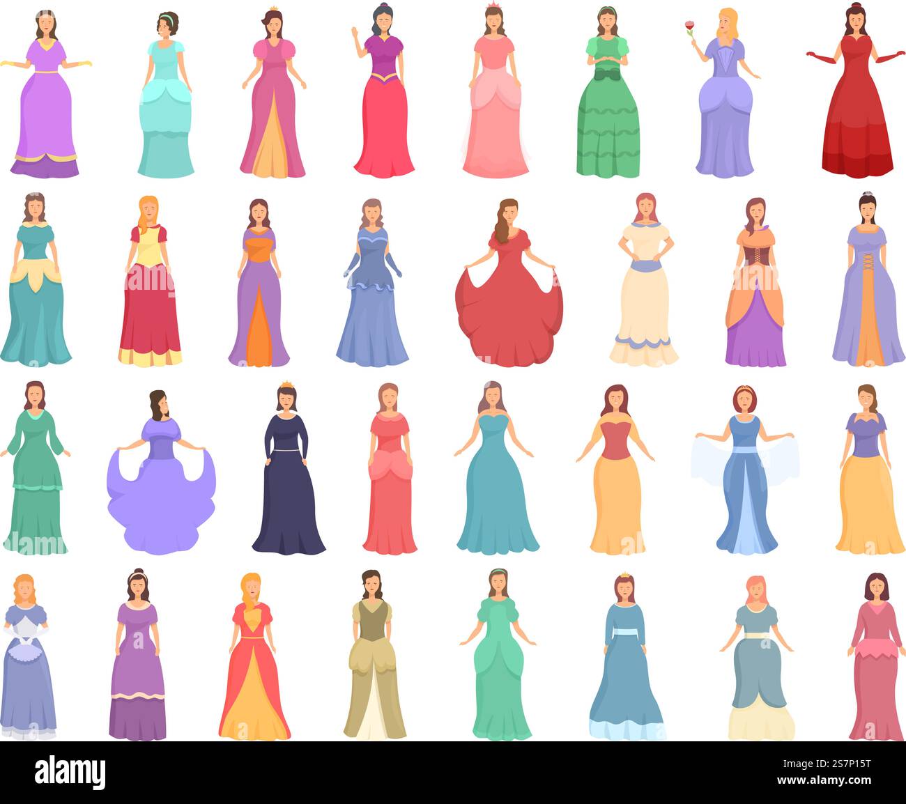 Princess icons set cartoon vector. Tiara girl. Miracle fairy. Princess ...