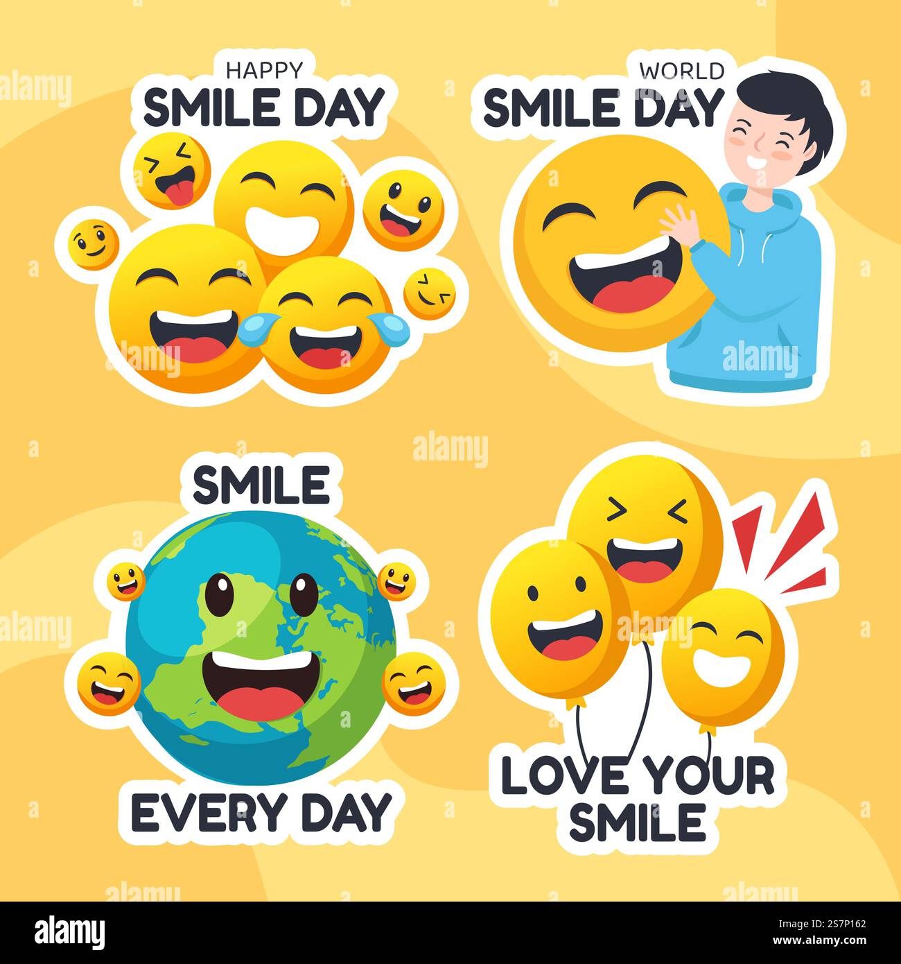Smile Day Label Flat Cartoon Hand Drawn Templates Background ...