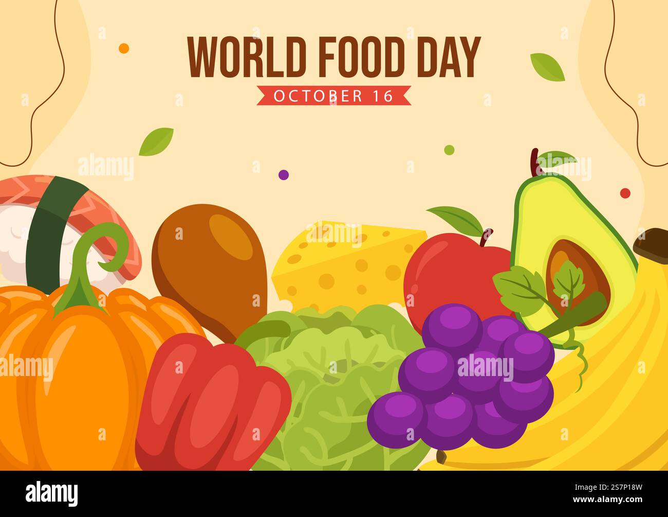 Food Day Social Media Background Flat Cartoon Hand Drawn Templates ...