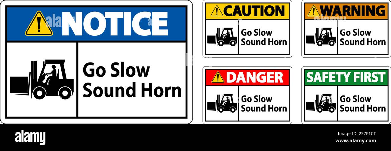 Caution Sign, Go Slow Sound Horn Sign Stock Vector Image & Art - Alamy