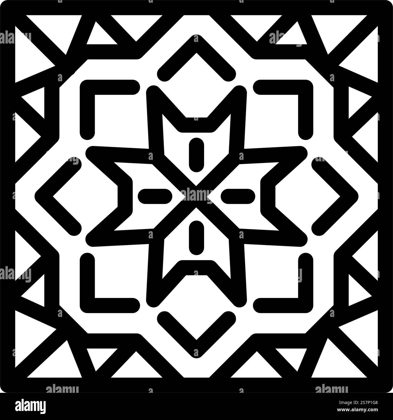 islamic geometric pattern line icon vector. islamic geometric pattern ...