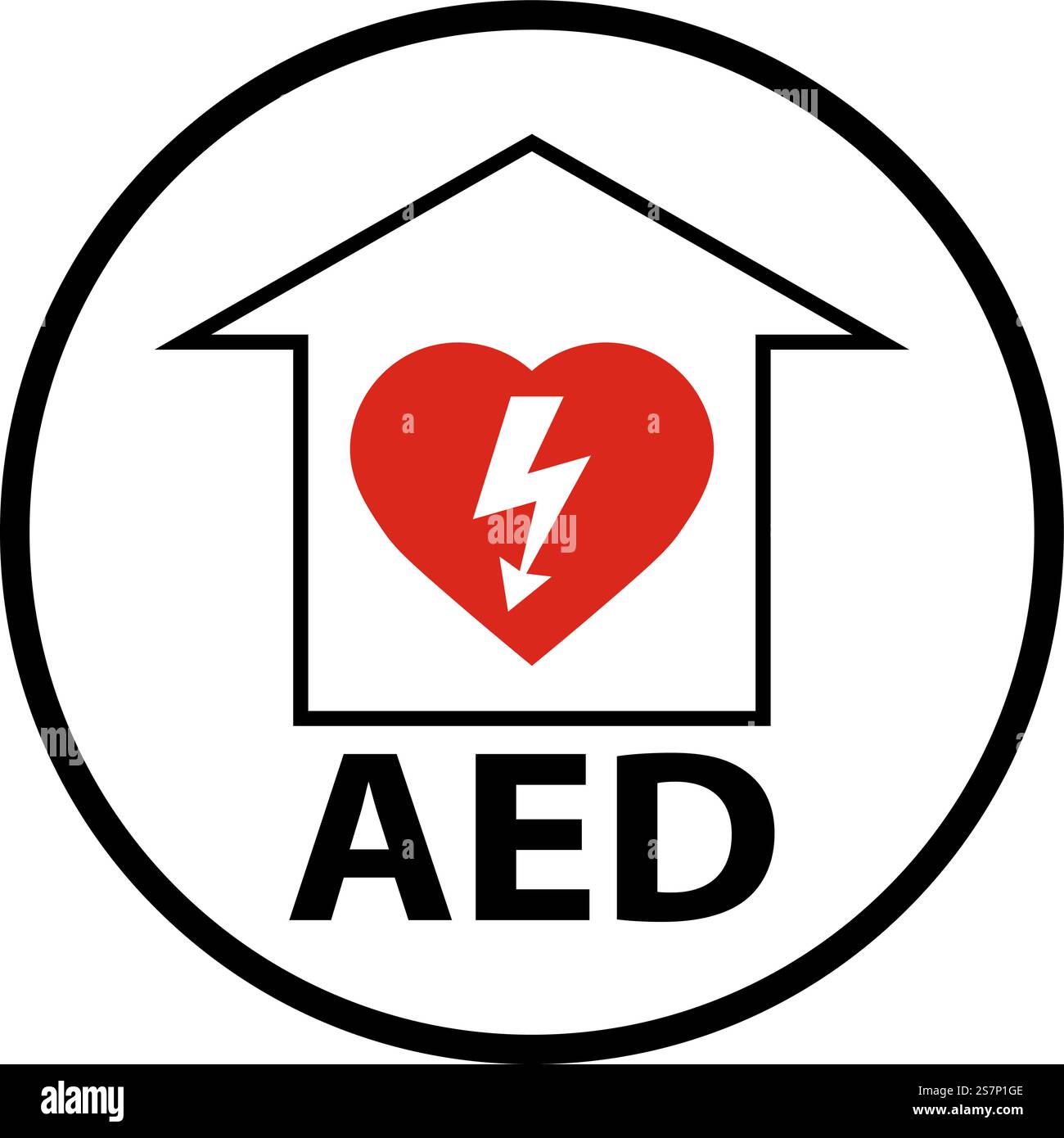 Floor Sign AED with Defib Heart, Red Border Floor Sign Stock Vector ...