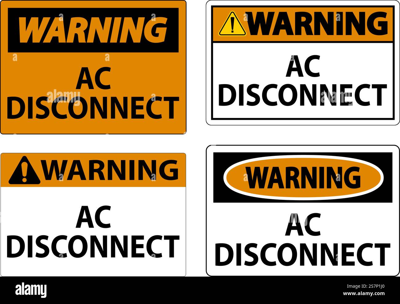 Warning Sign, AC Disconnect Sign Stock Vector Image & Art - Alamy