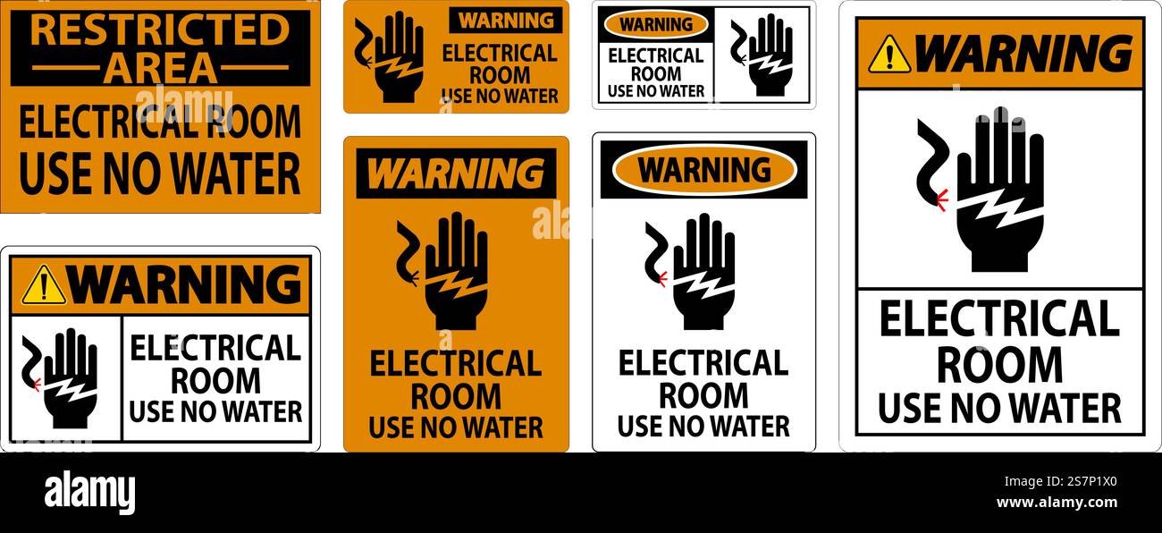 Restricted Area Sign Warning Electrical Room Use No Water Stock Vector ...