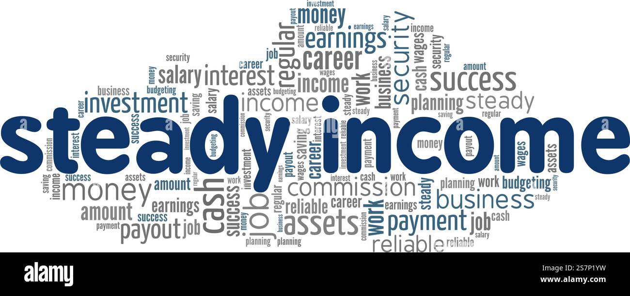 Steady Income conceptual vector illustration word cloud isolated on ...