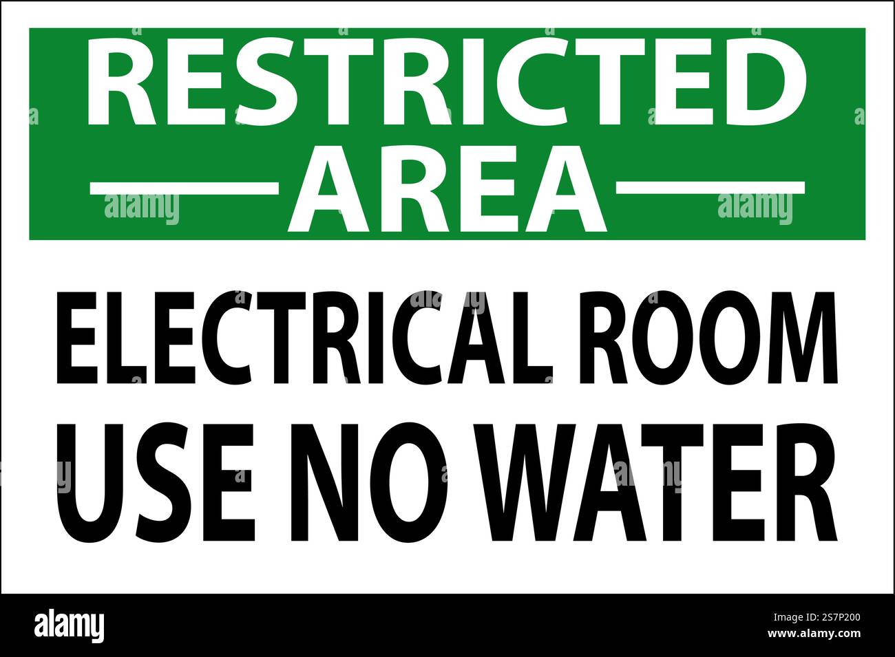 Restricted Area Sign Safety First Electrical Room Use No Water Stock ...