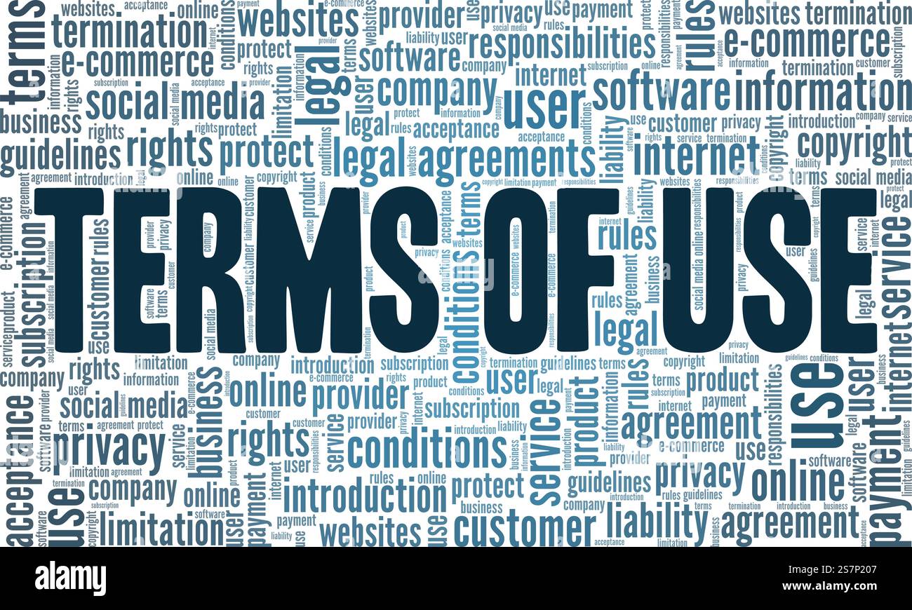 TOU - Terms of Use conceptual vector illustration word cloud isolated ...