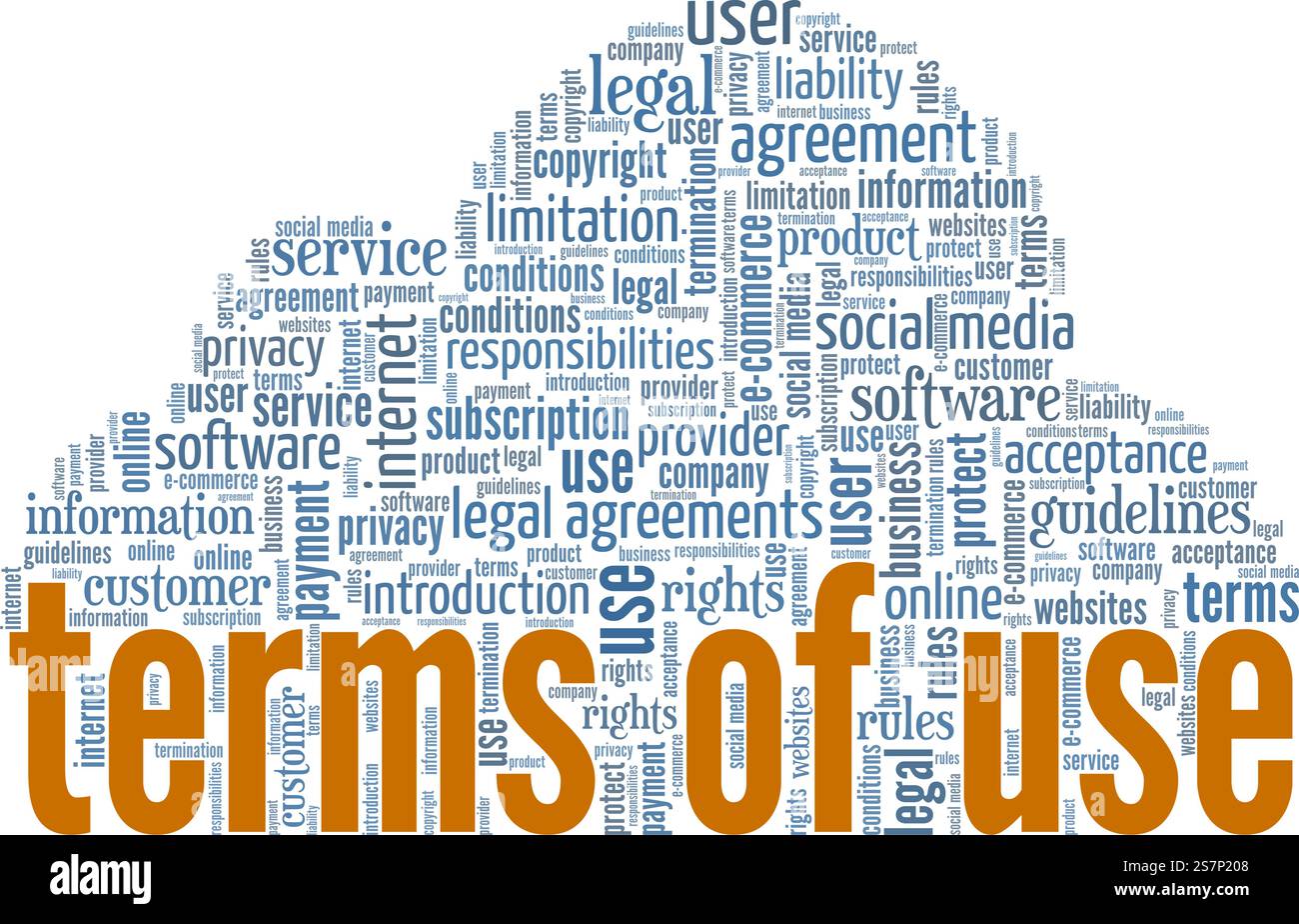 TOU - Terms of Use conceptual vector illustration word cloud isolated ...