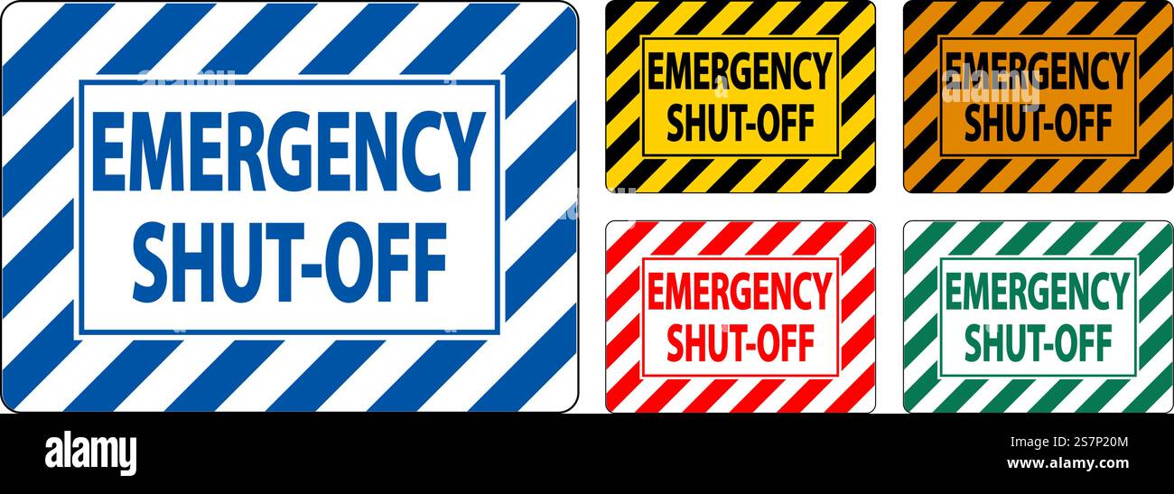 Electrical Equipment Warning Sign Emergency Shut-Off Stock Vector Image ...